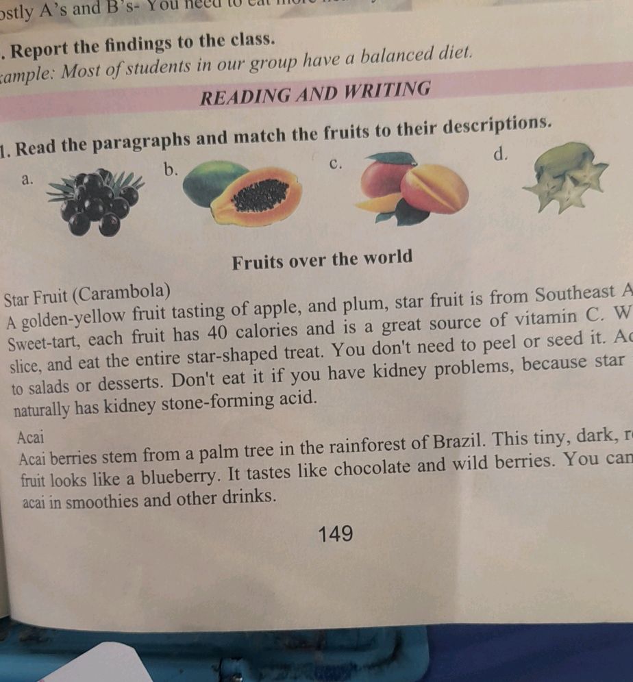 1. Read the paragraphs and match the fruits | StudyX