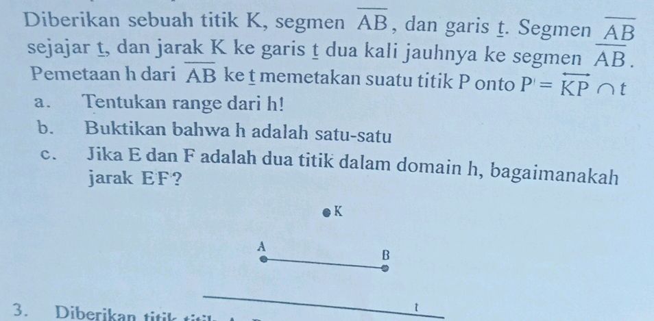 Diberikan sebuah titik K, segmen $ {AB}$, | StudyX