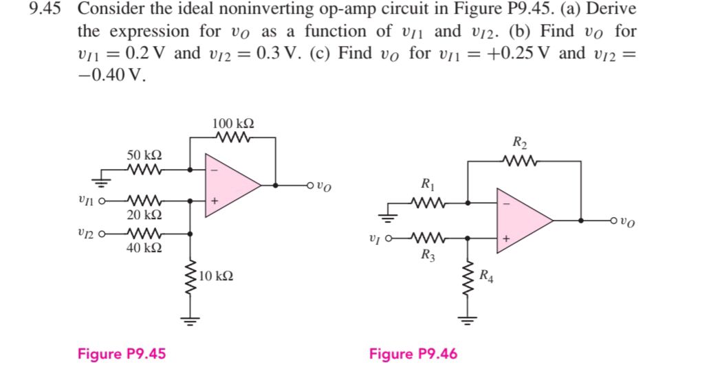 9.45 Consider the ideal noninverting op-amp | StudyX