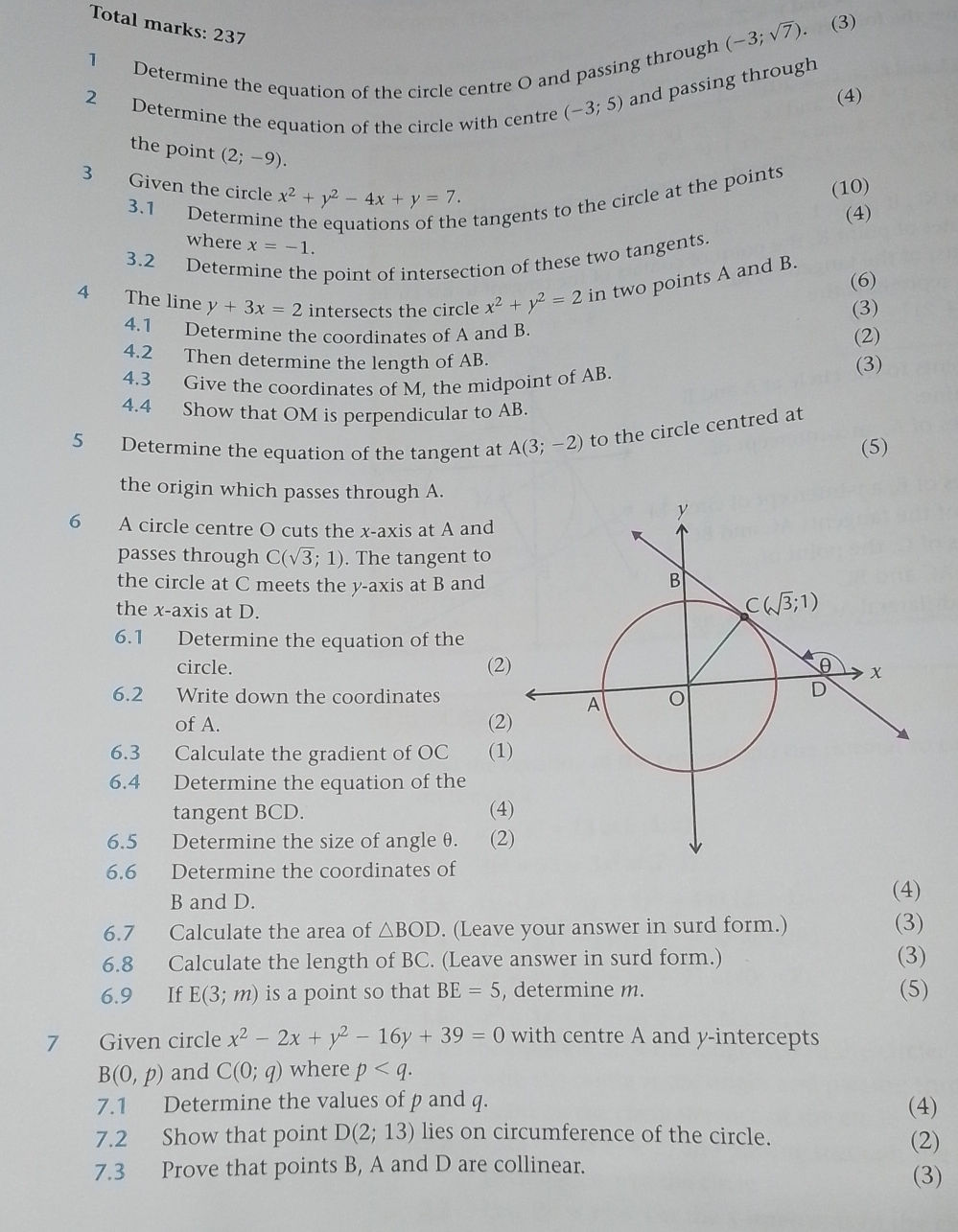 1. Determine the equation of the circle | StudyX