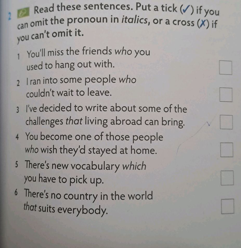 Read these sentences. Put a tick ( ) if you | StudyX