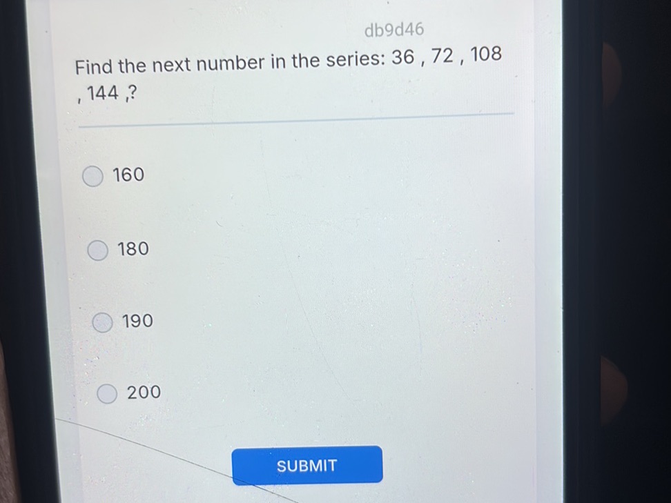 Find the next number in the series: 36, 72, | StudyX