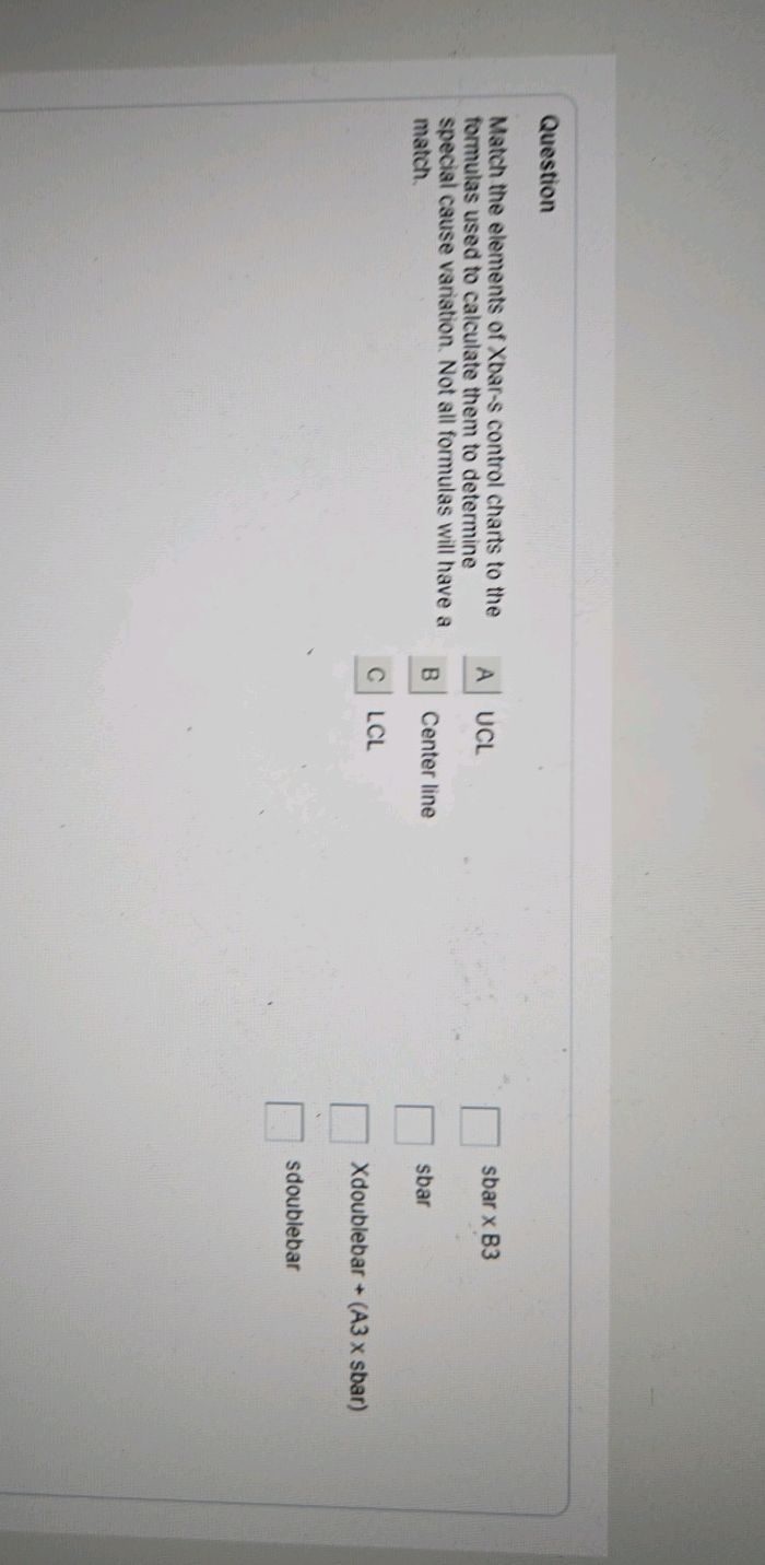 Match the elements of Xbar-s control charts | StudyX