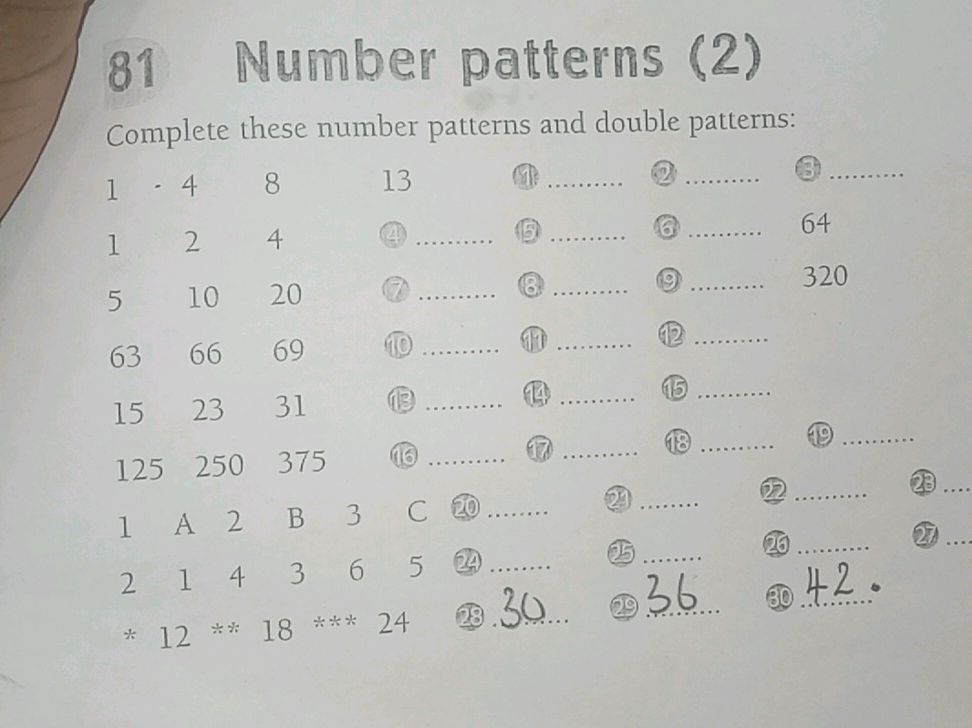Complete these number patterns and double | StudyX