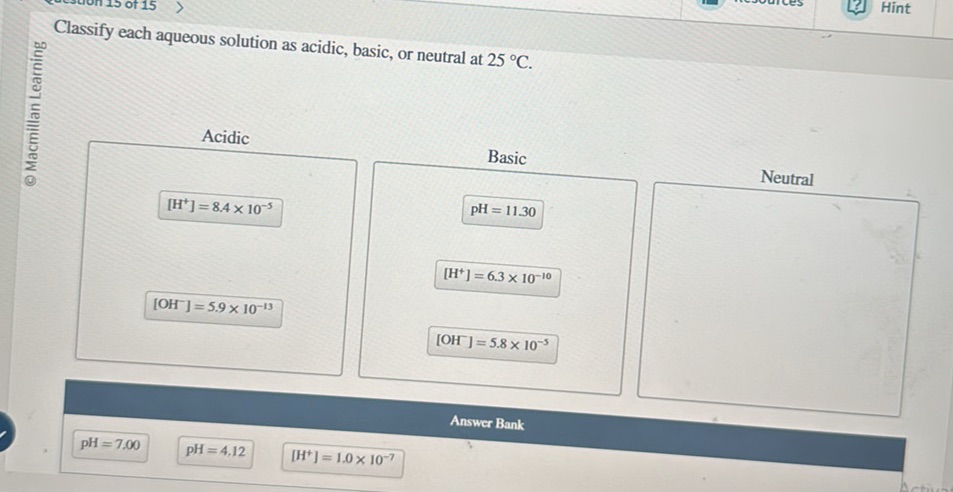 Classify each aqueous solution as acidic, | StudyX