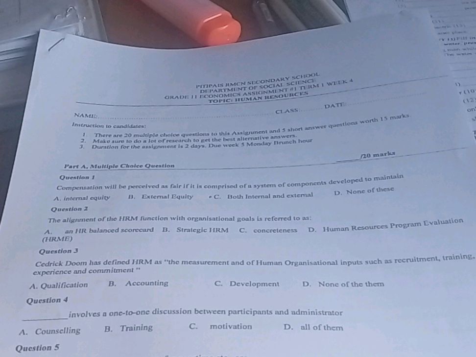 Question 1 Compensation will be perceived as | StudyX