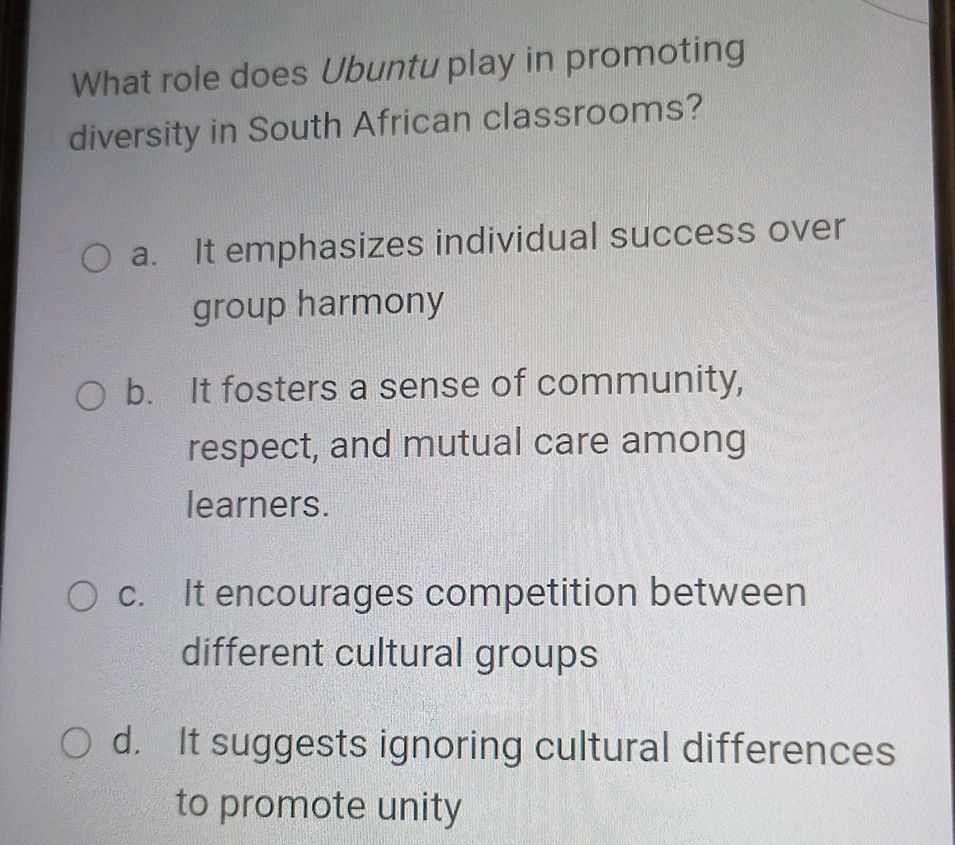 What role does Ubuntu play in promoting | StudyX