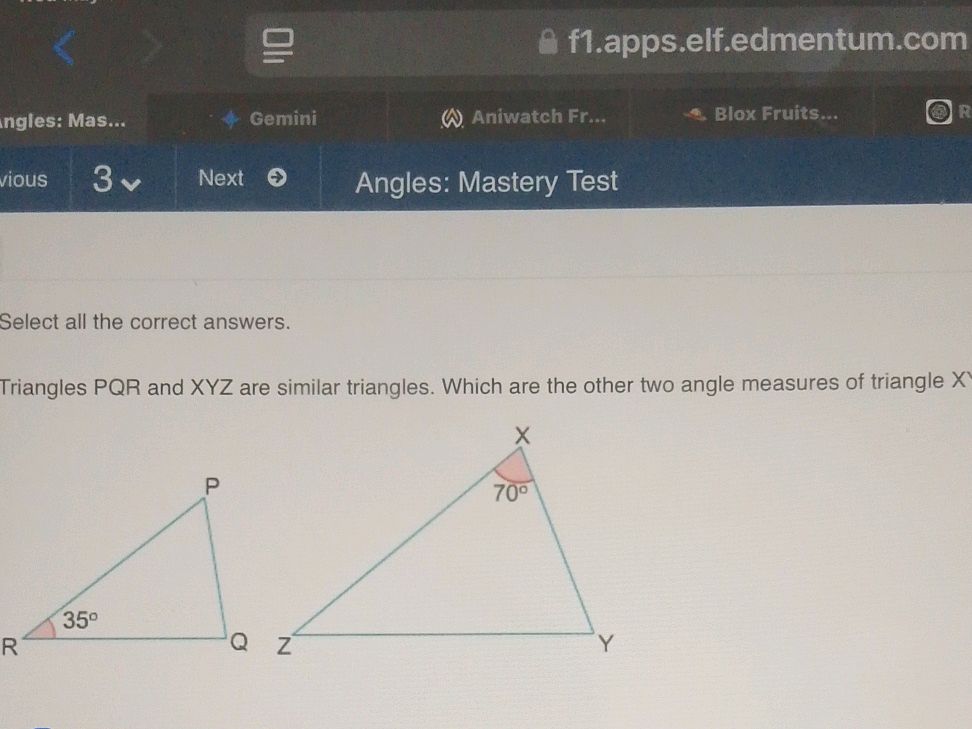 Select all the correct answers. Triangles