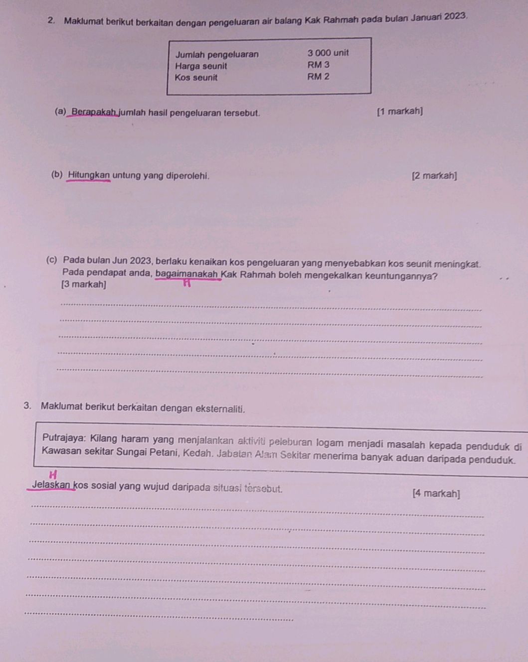 2. Maklumat berikut berkaitan dengan | StudyX