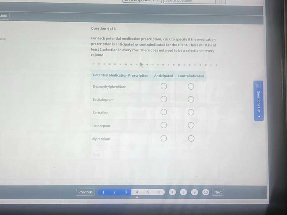 Question 4 of 6 For each potential | StudyX