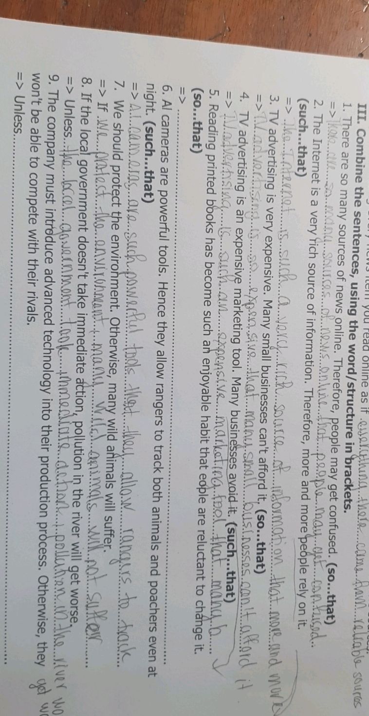 III. Combine the sentences, using the | StudyX