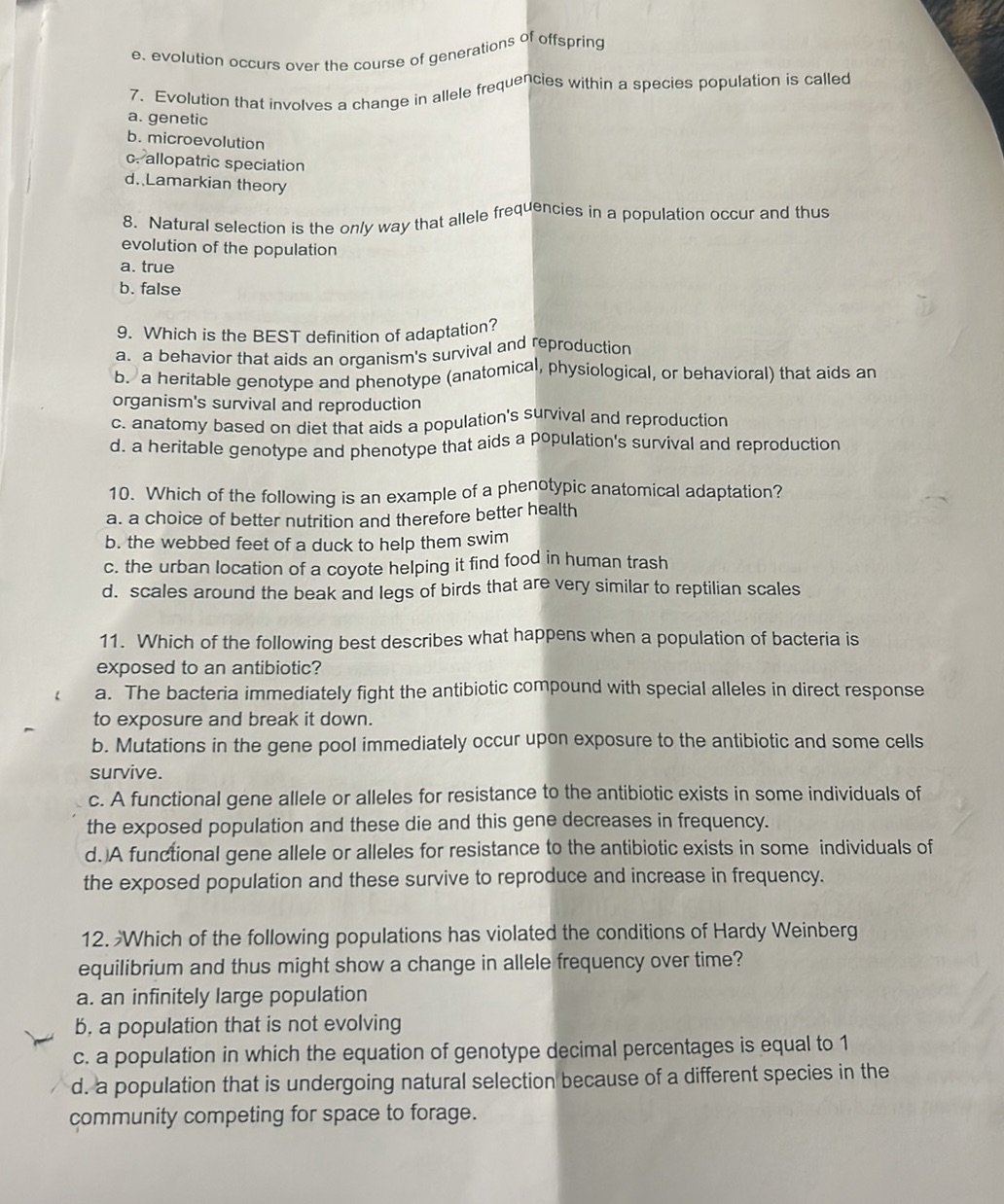 7. Evolution that involves a change in | StudyX