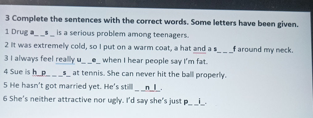 3 Complete the sentences with the correct | StudyX