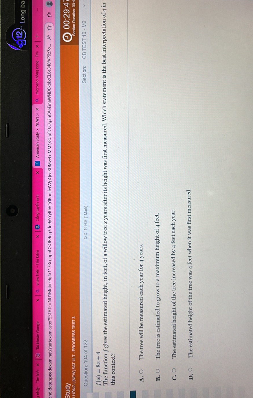 The function $f$ gives the estimated height, | StudyX