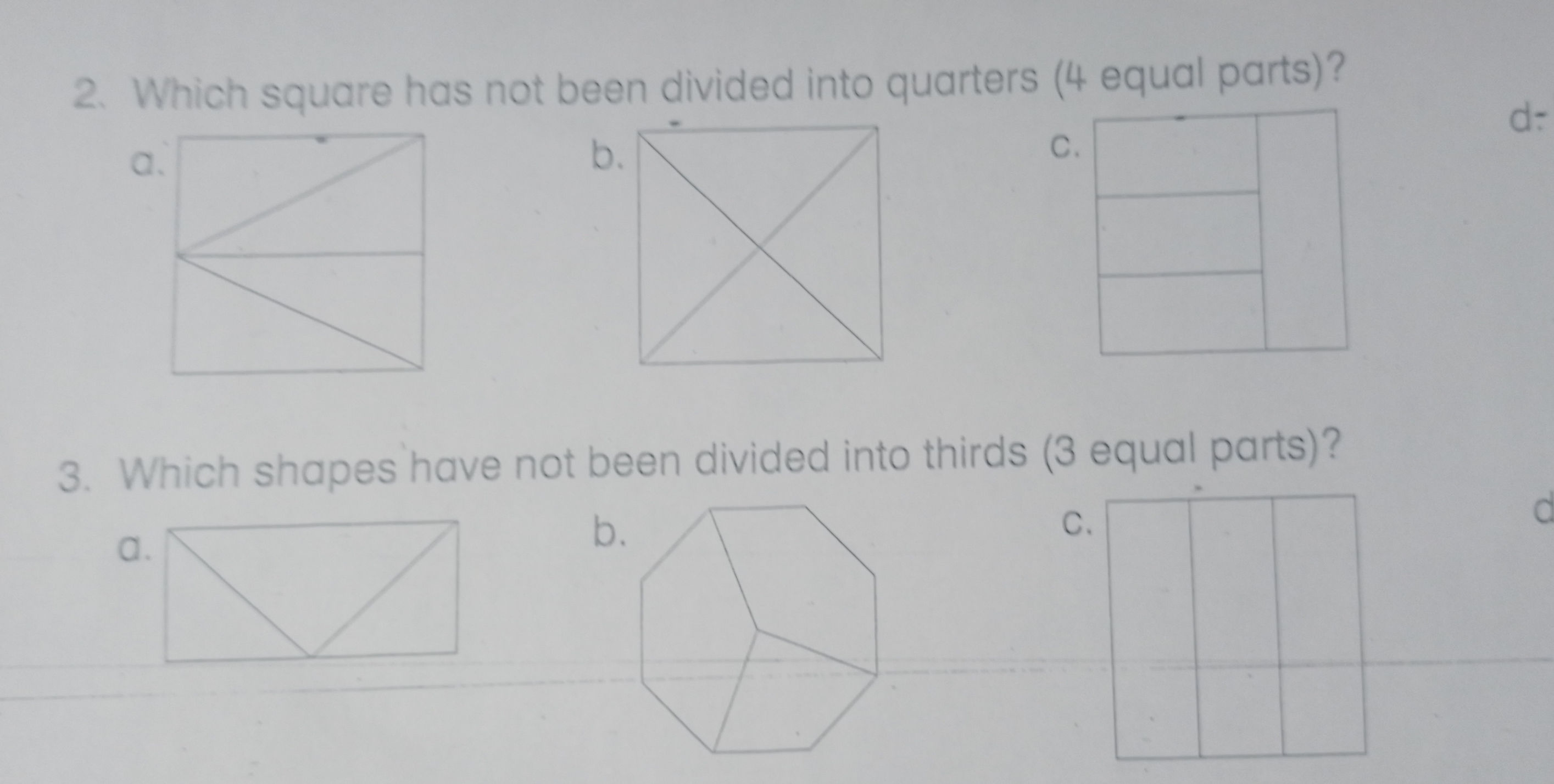 2. Which square has not been divided into | StudyX