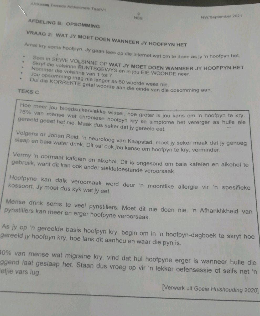 VRAAG 2: WAT JY MOET DOEN WANNEER JY HOOFPYN | StudyX