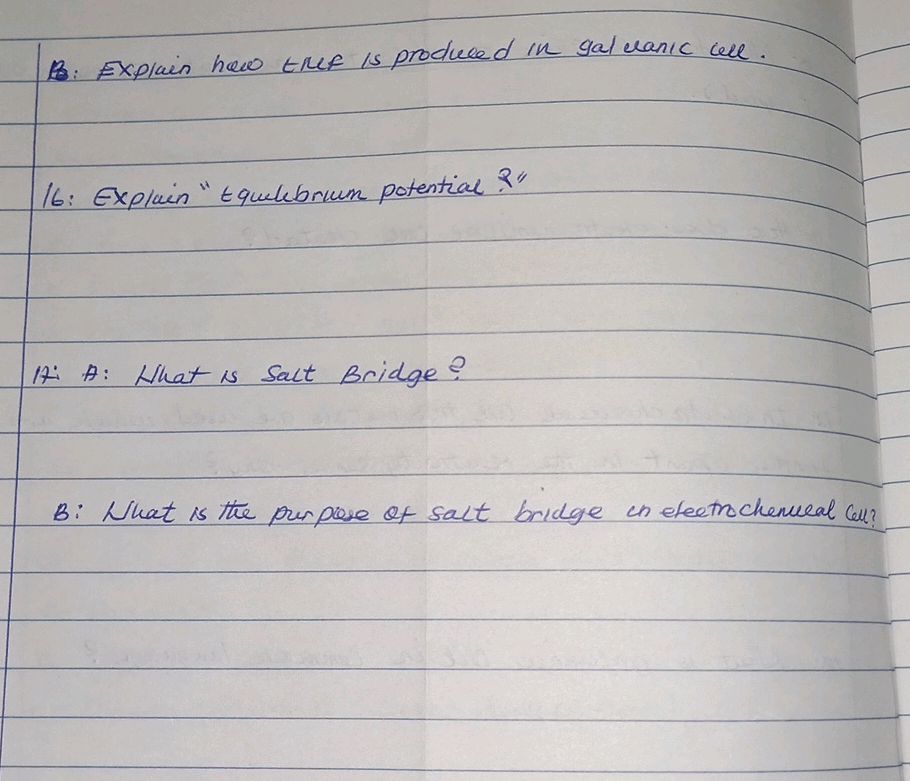 B: Explain how EMF is produced in galvanic | StudyX