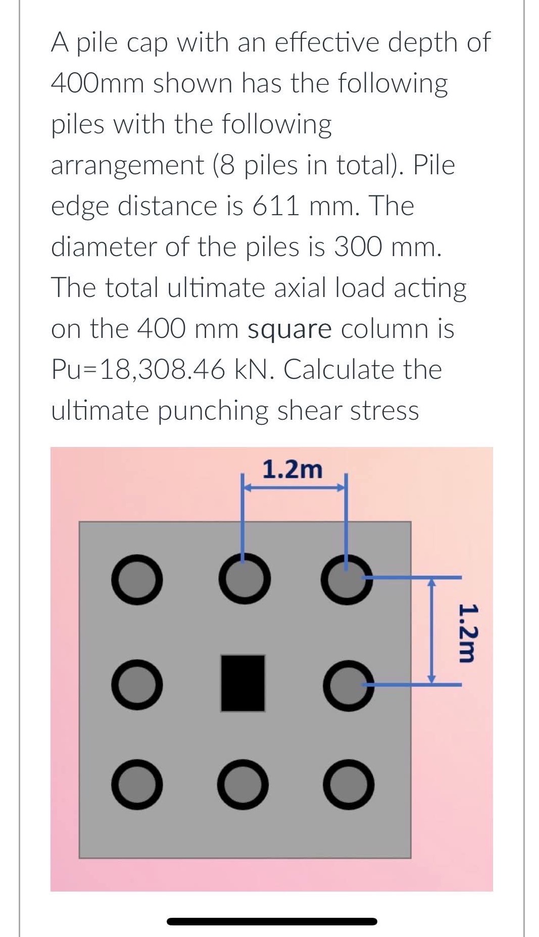 A pile cap with an effective depth of 400mm | StudyX