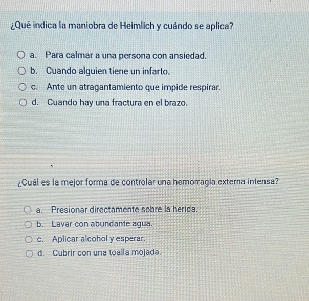 ¿Qué indica la maniobra de Heimlich y cuándo | StudyX