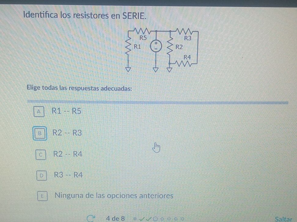 Identifica los resistores en SERIE. Elige | StudyX