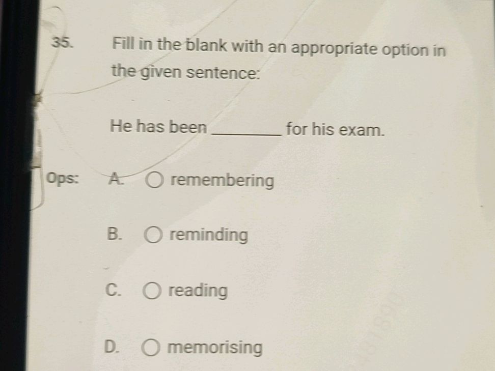 35. Fill in the blank with an appropriate | StudyX