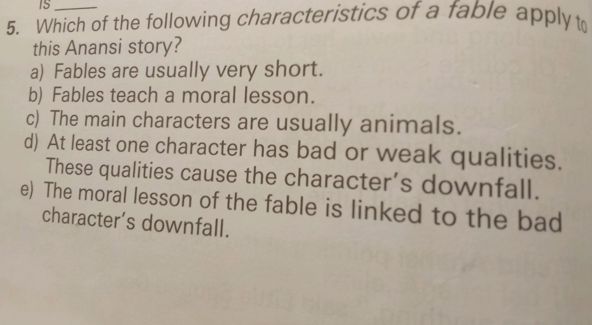 5. Which of the following characteristics of | StudyX