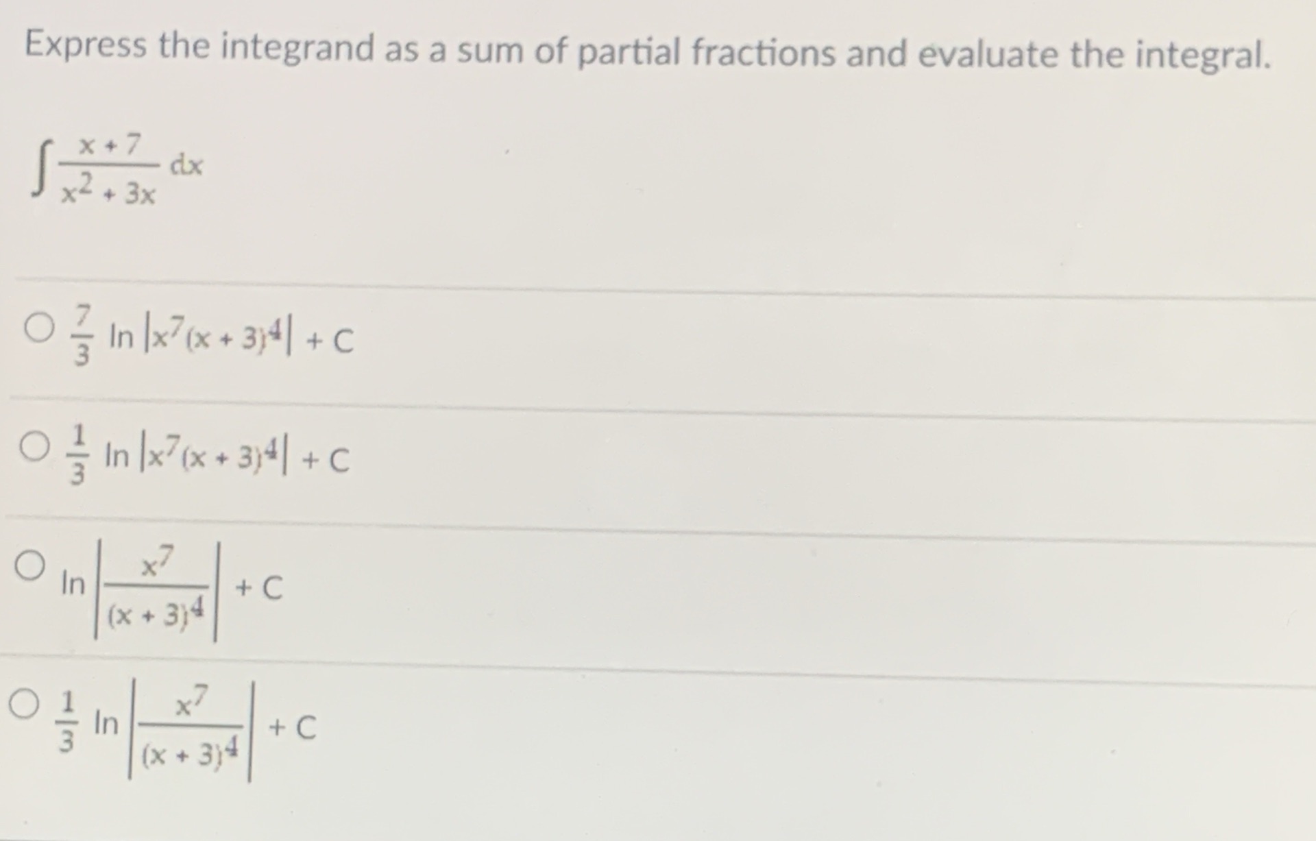 Express the integrand as a sum of partial | StudyX