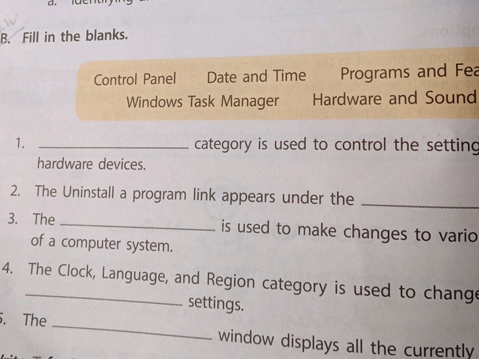 B. Fill in the blanks. 1. _______ category | StudyX