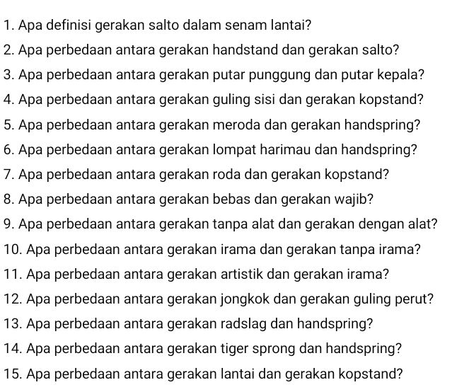 1. Apa definisi gerakan salto dalam senam | StudyX