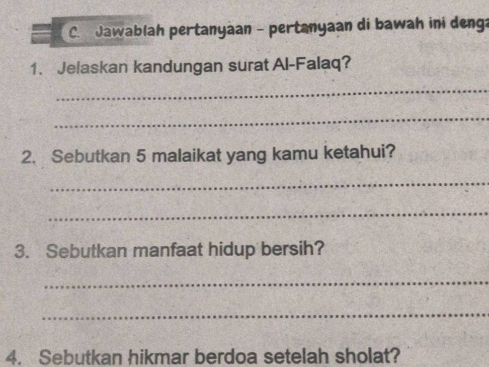 1. Jelaskan kandungan surat Al-Falaq? 2. | StudyX