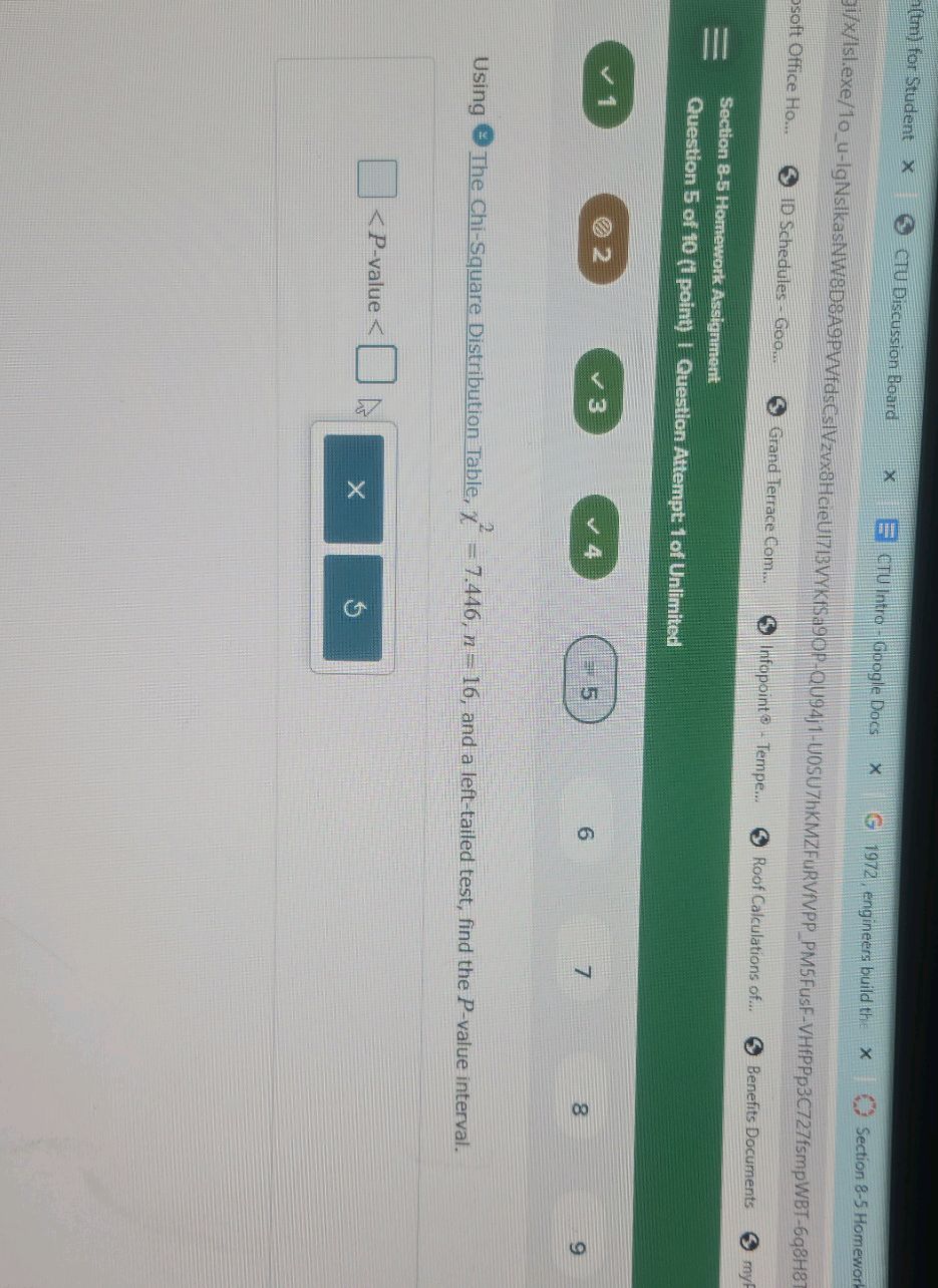 Using The Chi-Square Distribution Table, $ | StudyX