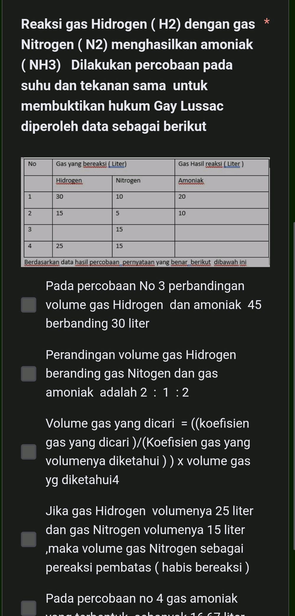 Reaksi gas Hidrogen (H2) dengan gas Nitrogen | StudyX
