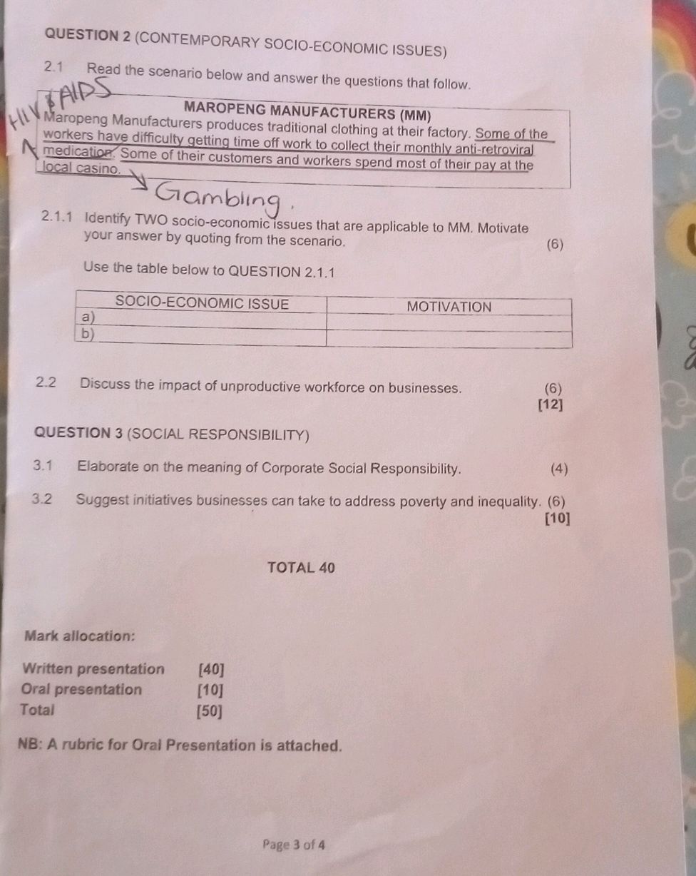 QUESTION 2 (CONTEMPORARY SOCIO-ECONOMIC | StudyX