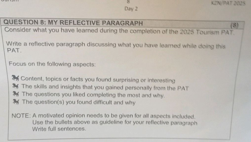 QUESTION 8: MY REFLECTIVE PARAGRAPH | StudyX