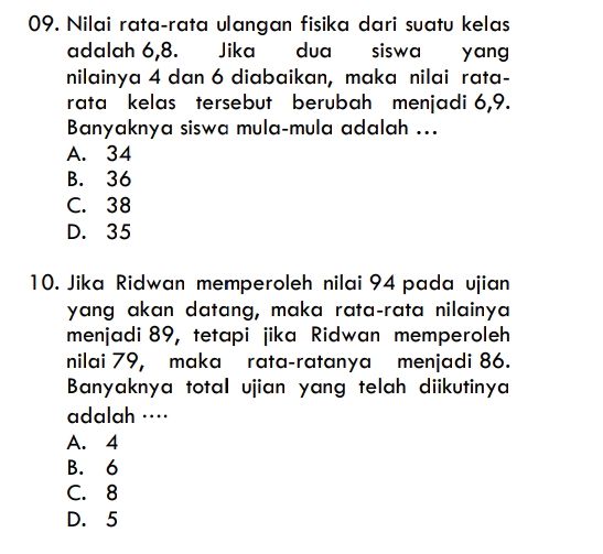 09. Nilai rata-rata ulangan fisika dari | StudyX