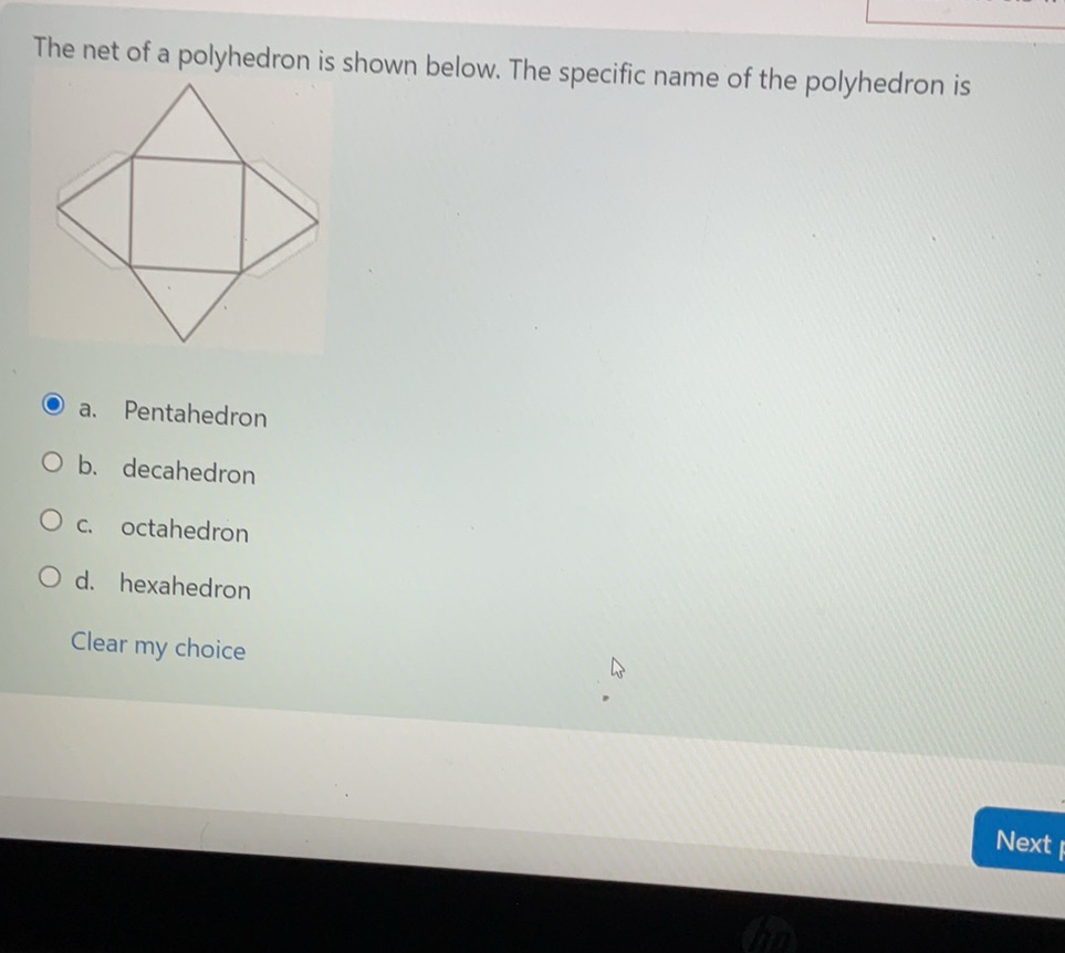 The net of a polyhedron is shown below. The | StudyX