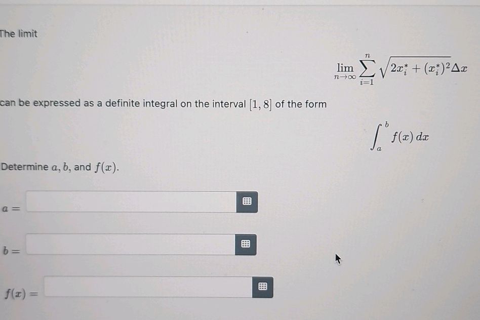The limit can be expressed as a definite | StudyX