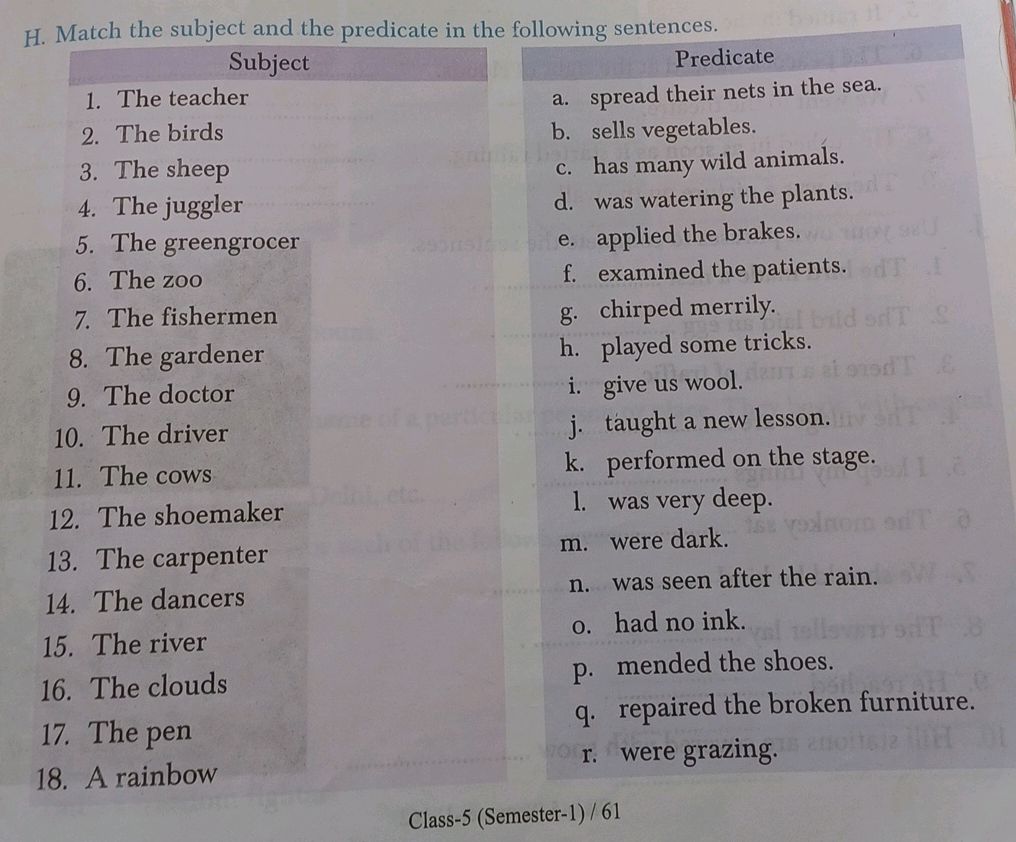 Match the subject and the predicate in the | StudyX