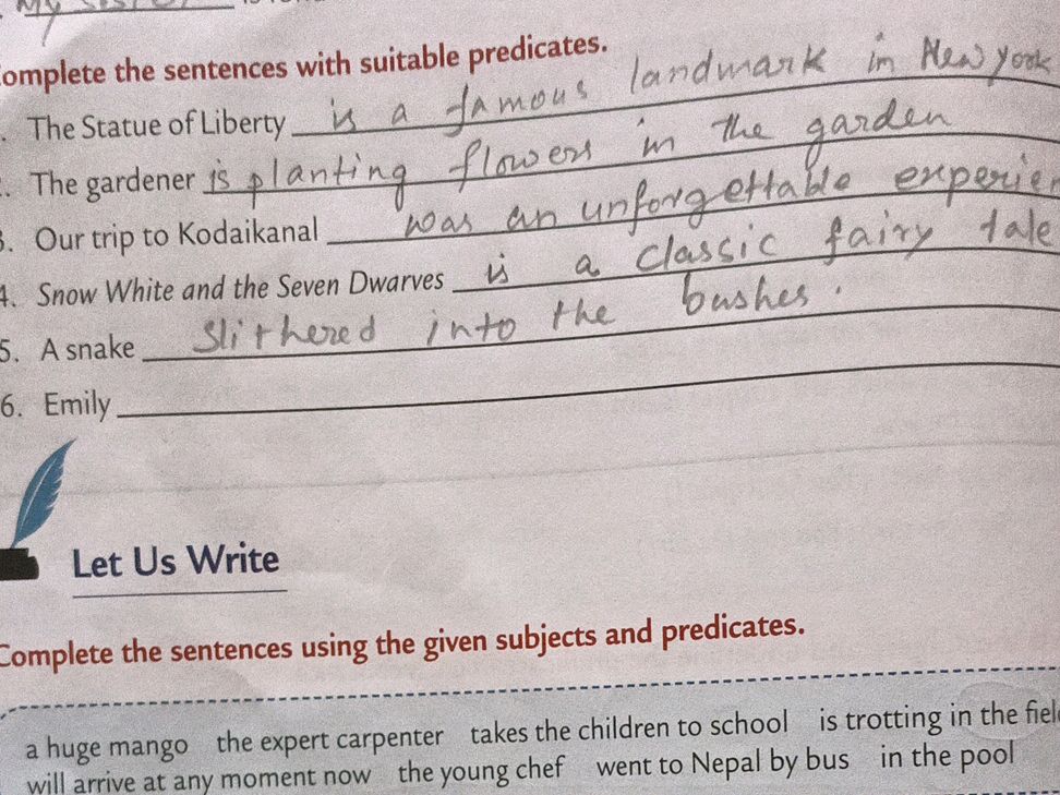 Complete the sentences with suitable | StudyX