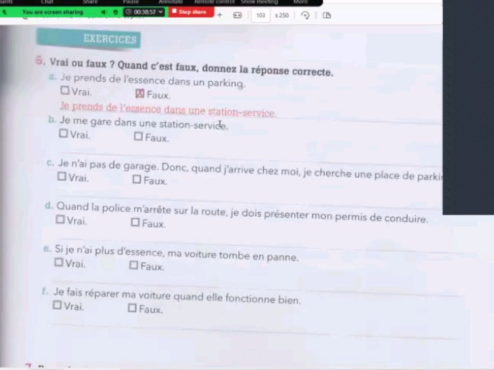 5. Vrai ou faux ? Quand c'est faux, donnez | StudyX