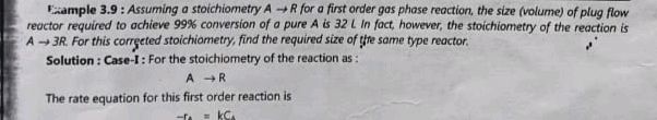 Example 3.9: Assuming a stoichiometry A → R | StudyX