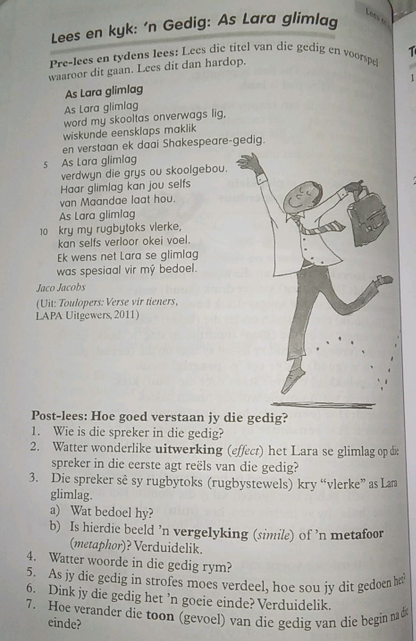 Lees en kyk: 'n Gedig: As Lara glimlag | StudyX