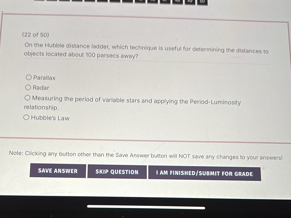 (22 of 50) On the Hubble distance ladder, | StudyX