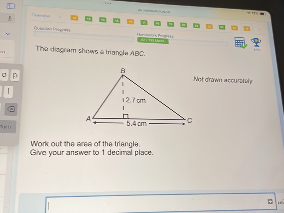 The diagram shows a triangle ABC. ``` B | | StudyX