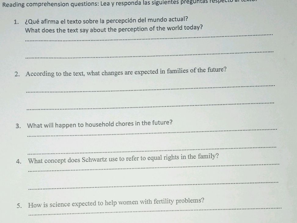 Reading comprehension questions: Lea y | StudyX
