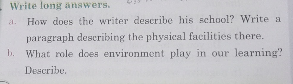 a. How does the writer describe his school? | StudyX