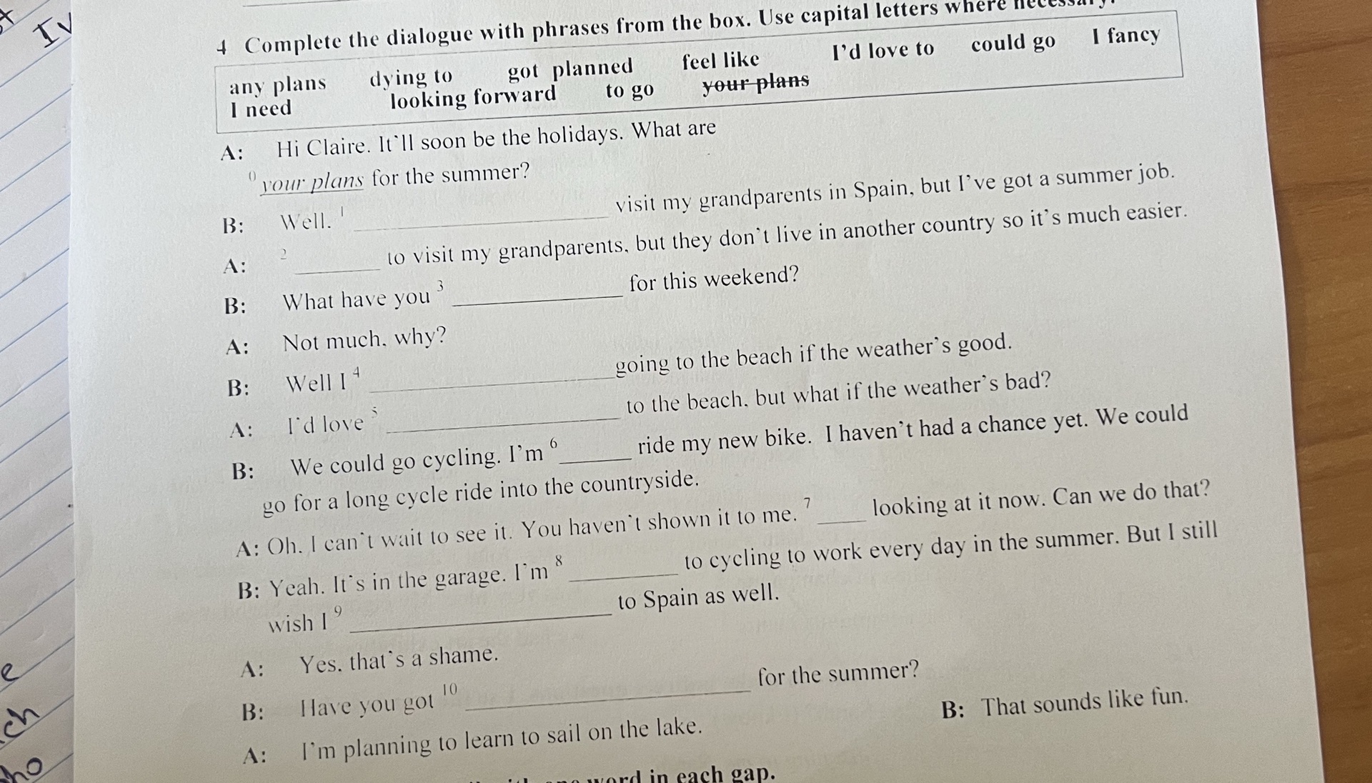 4 Complete the dialogue with phrases from | StudyX