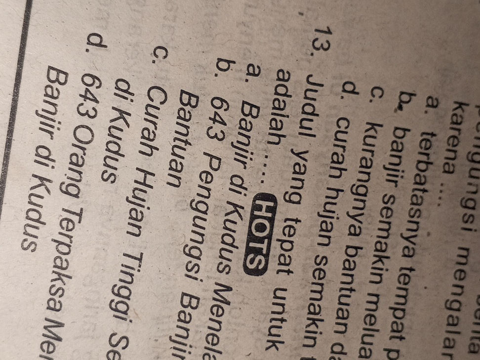 13. Judul yang tepat untuk adalah... a. | StudyX