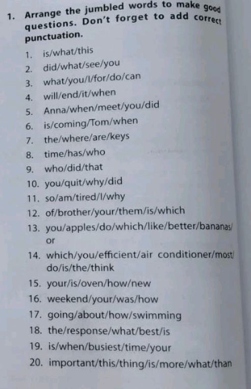 Arrange the jumbled words to make good | StudyX