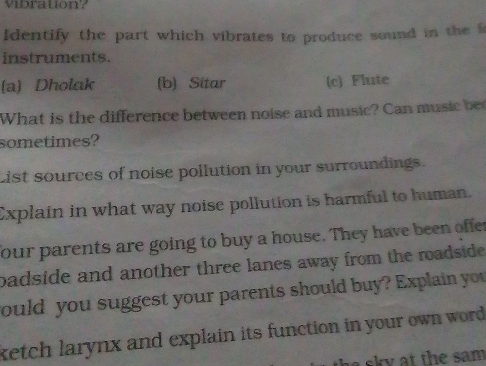 Identify the part which vibrates to produce | StudyX